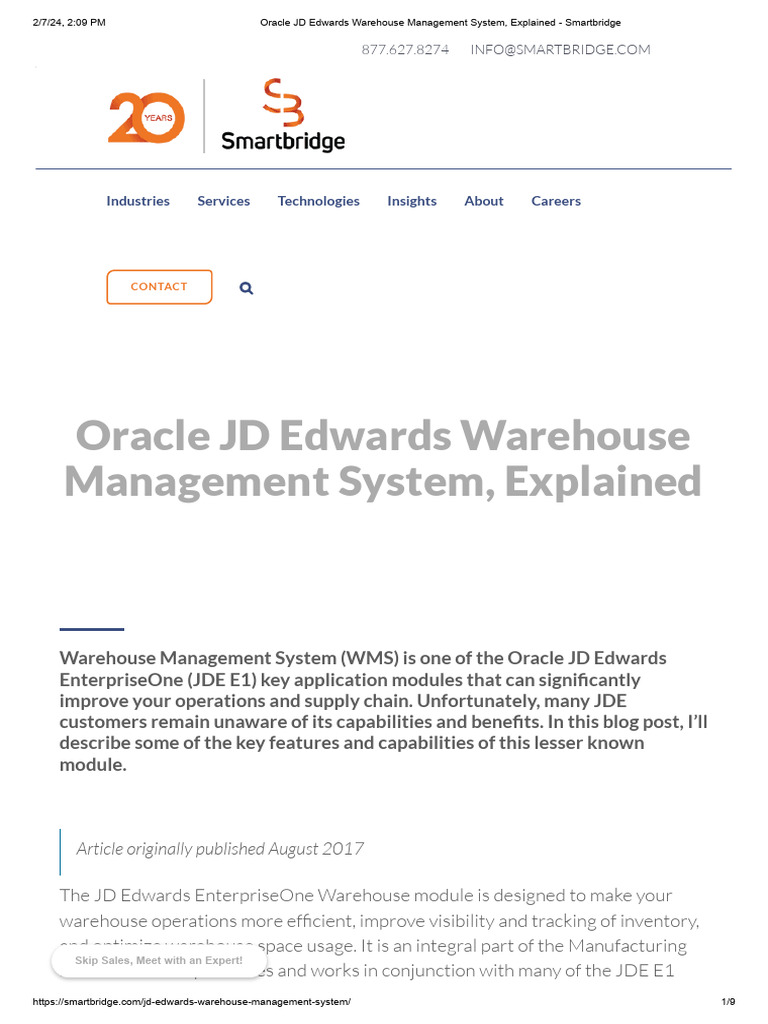 Oracle JD Edwards Warehouse Management System, Explained - Smartbridge ...