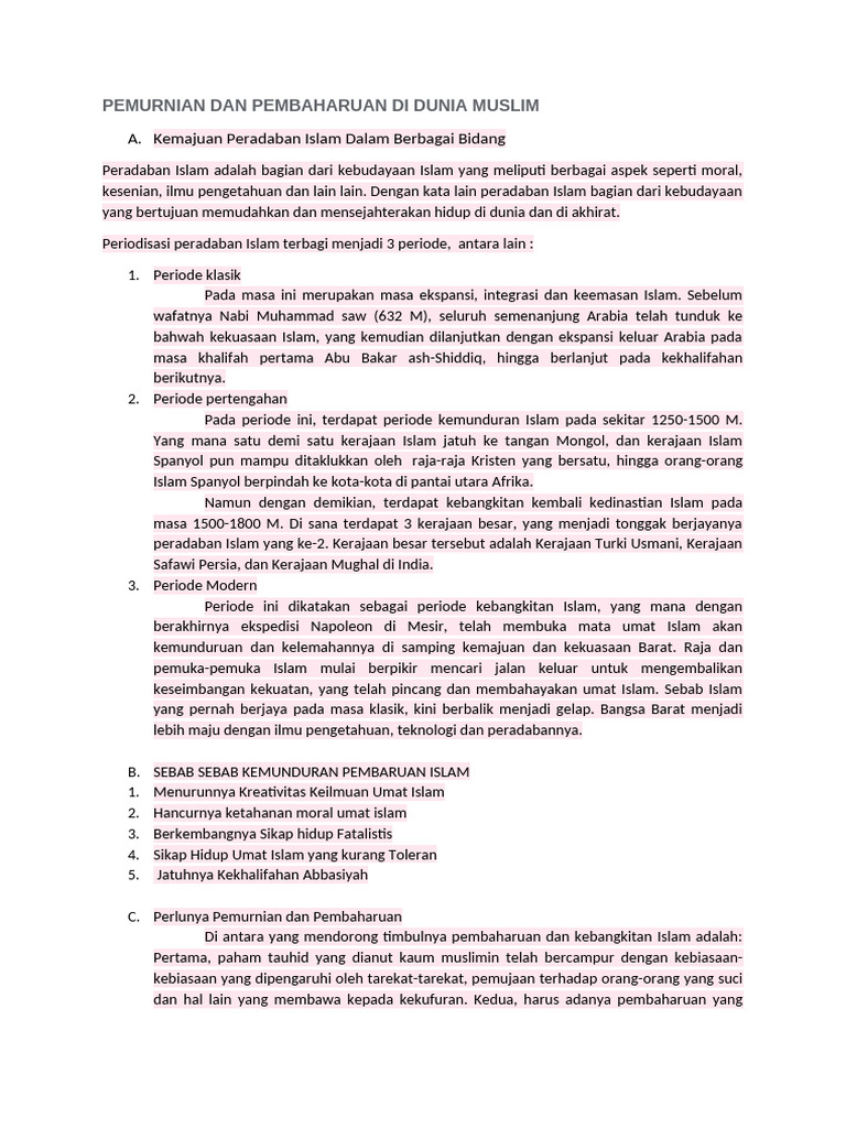 Pemurnian Dan Pembaharuan Di Dunia Muslim | PDF