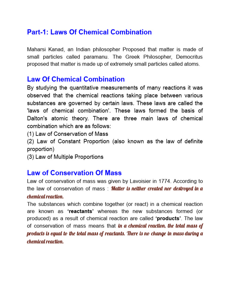 Limitations of Constant Proportion Law | PDF | Chemistry | Chemical ...