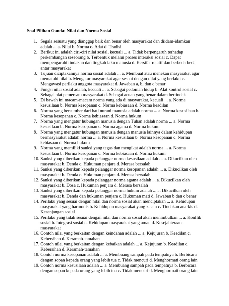 Jenis dan Fungsi Norma Sosial | PDF