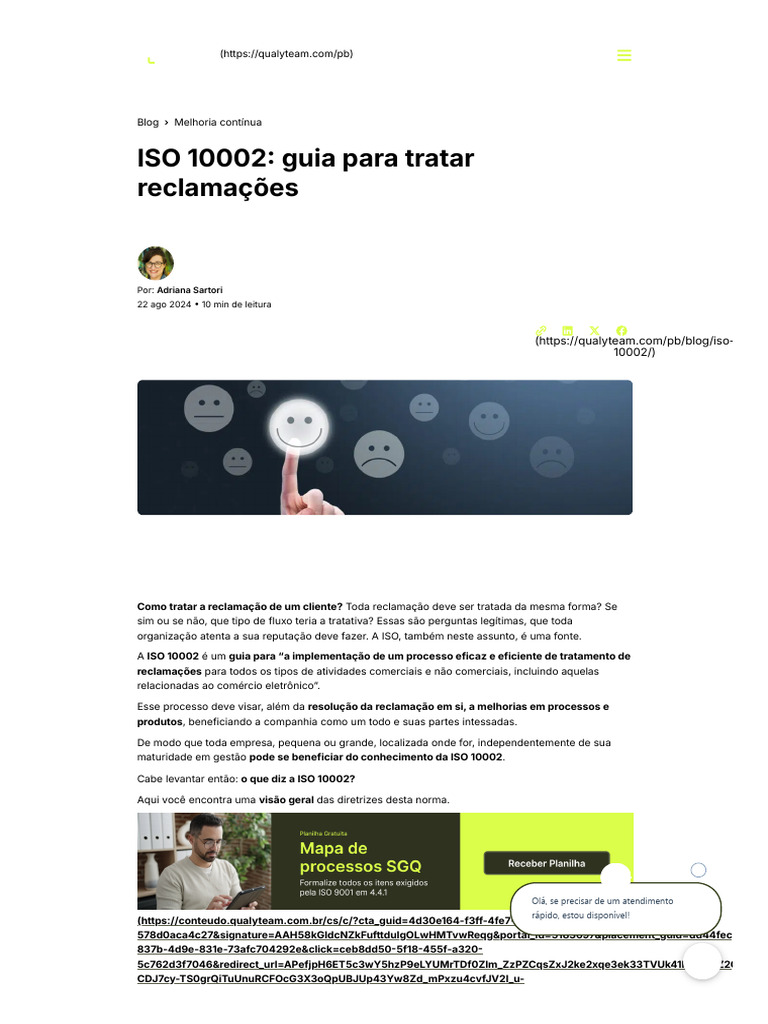 Guia ISO 10002: Tratamento de Reclamações | PDF | Gestão de qualidade ...