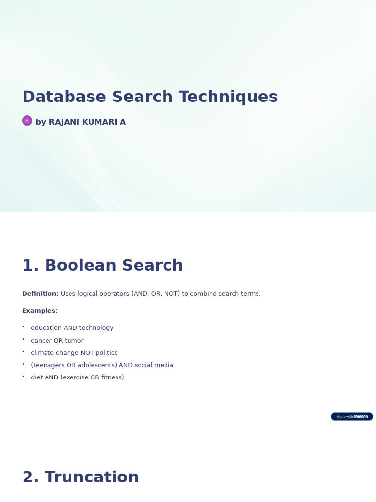 Database Search Techniques | PDF