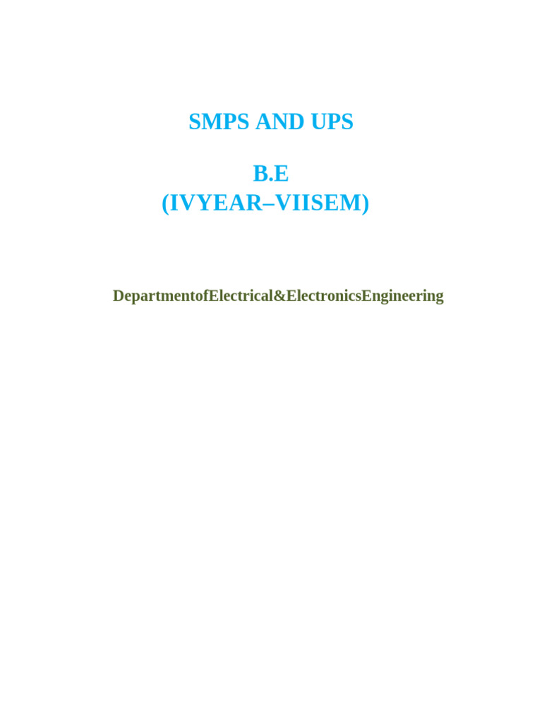 Smps&Ups Notes | PDF | Power Inverter | Power Electronics