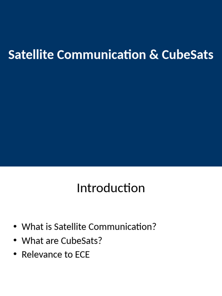 CubeSats in Satellite Communication | PDF