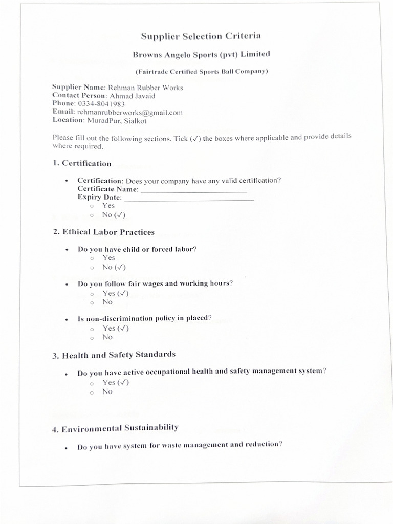 Supplier Selection Criteria | PDF