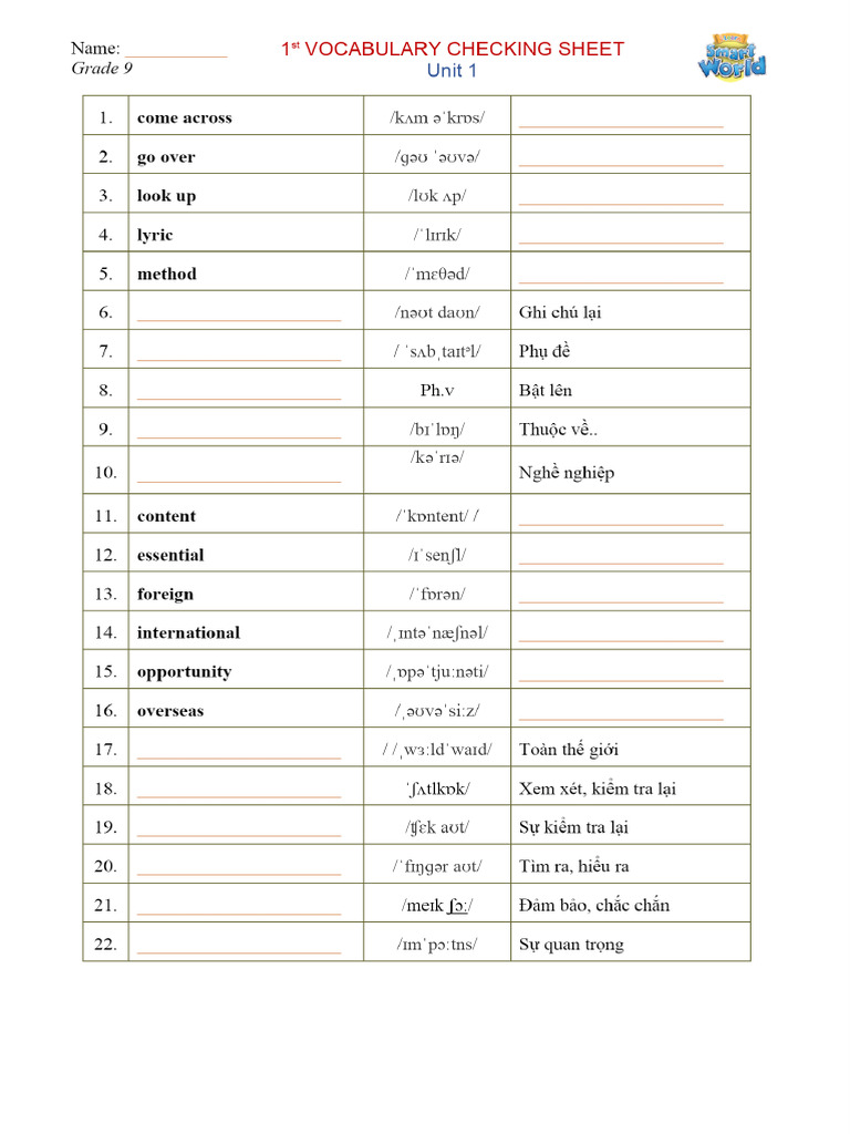 Checking Sheet. | PDF