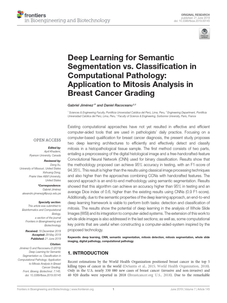 DL Appr Breast Cancer-2019 Fbioe-07-00145 | PDF | Deep Learning | Image Segmentation