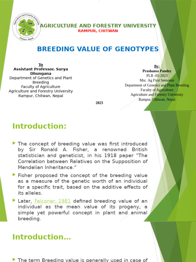 Breeding Value Pdf Plant Breeding Dominance Genetics
