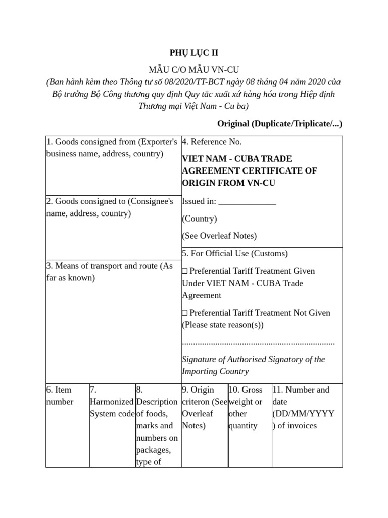 CO Form VN-CU | PDF