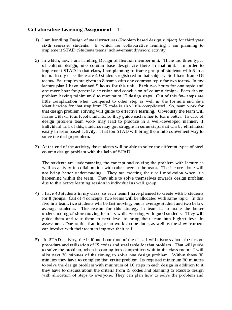 Collaborative Learning Assignment - 1 | PDF | Behavior Modification ...