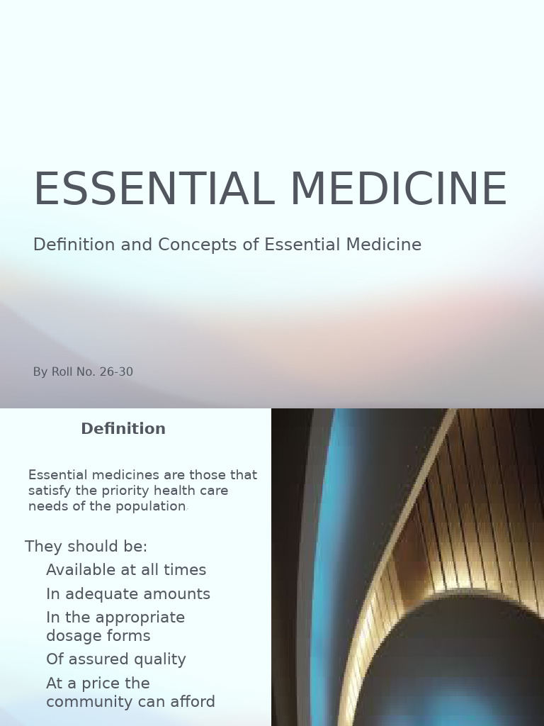 Definition and Concepts of Essential Medicines | PDF