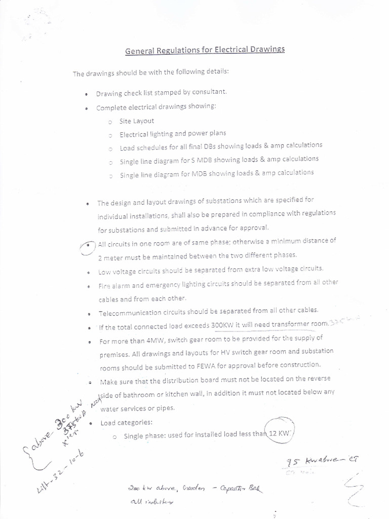 Fewa New Regulation For Electrical Drawings | PDF
