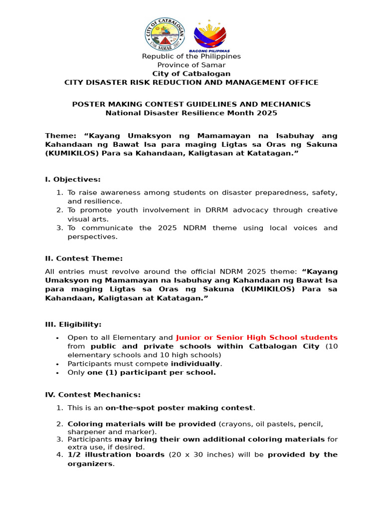 Poster Making 2025 Mechanics Guidelines DRRM | PDF