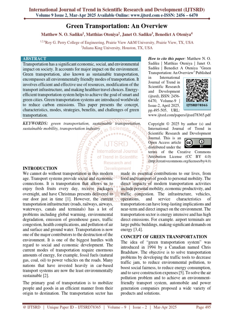 Green Transportation An Overview | PDF | Transport | Electric Vehicle
