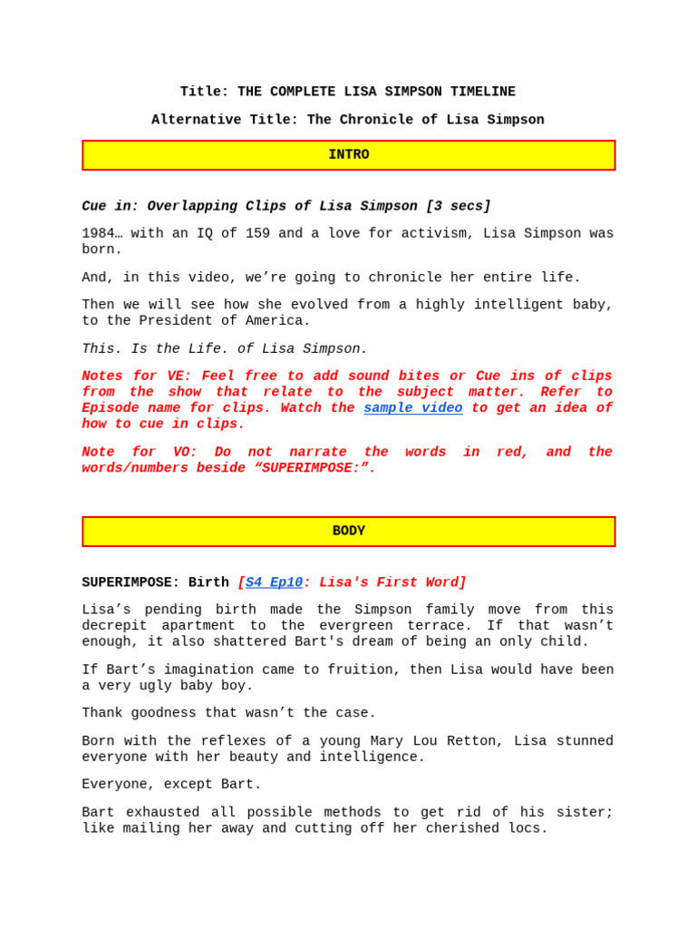 The Complete Lisa Simpsons Timeline (Joy) | PDF | Lisa Simpson | Bart ...