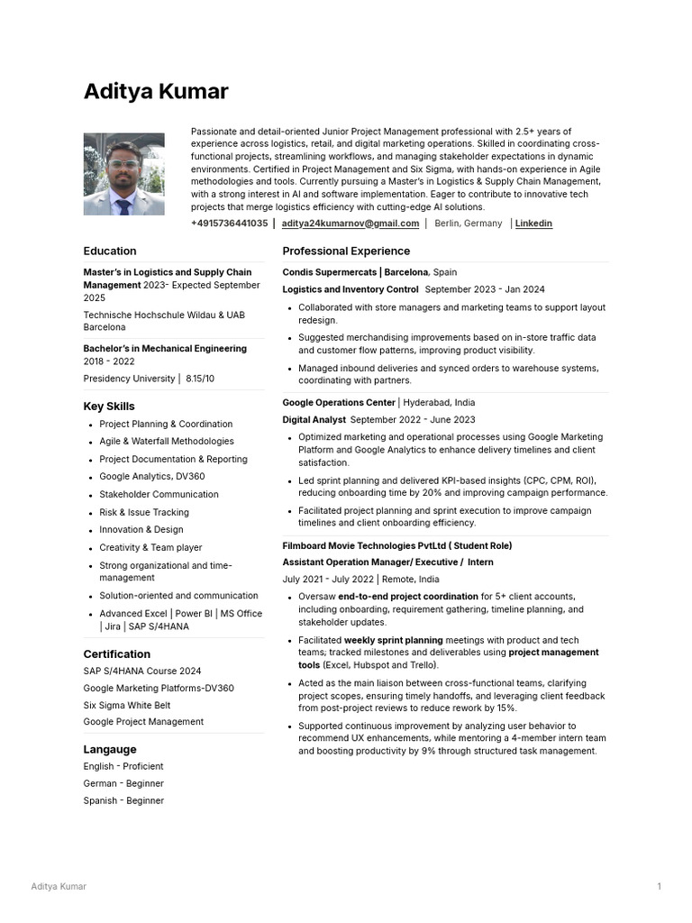 Dcbd01d4 Eee2 4930 Afd9 3fdd9de272a7 Aditya Kumar | PDF | Logistics ...