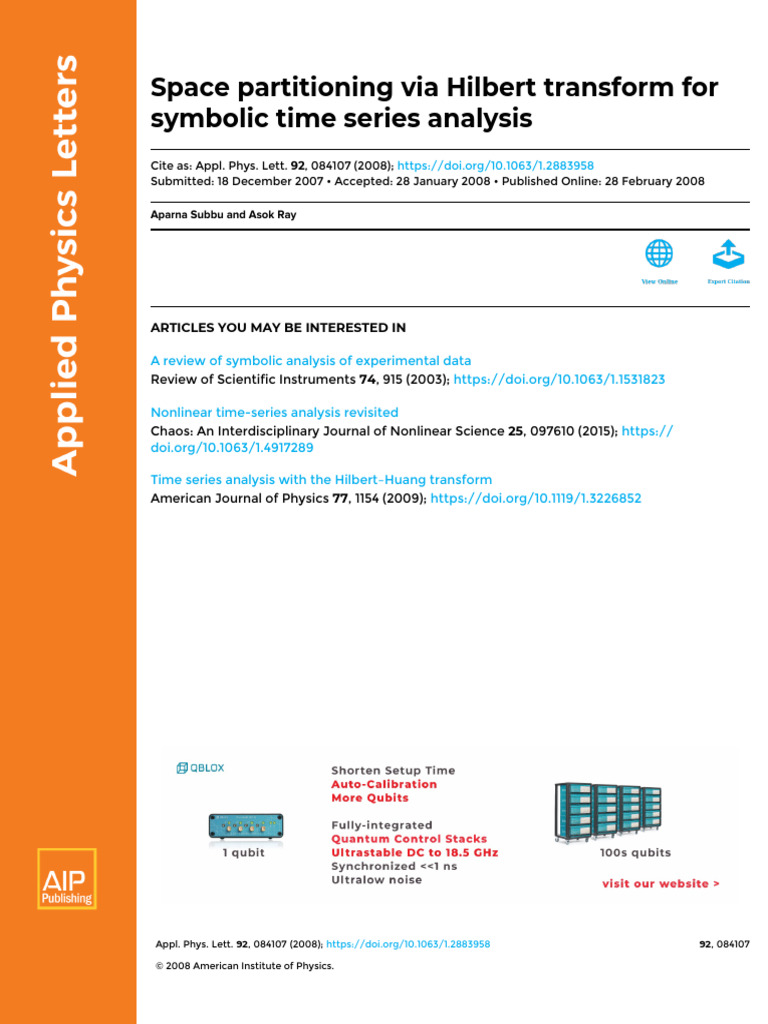 Hilberttransform Partitioning | PDF | Wavelet | Phase (Waves)