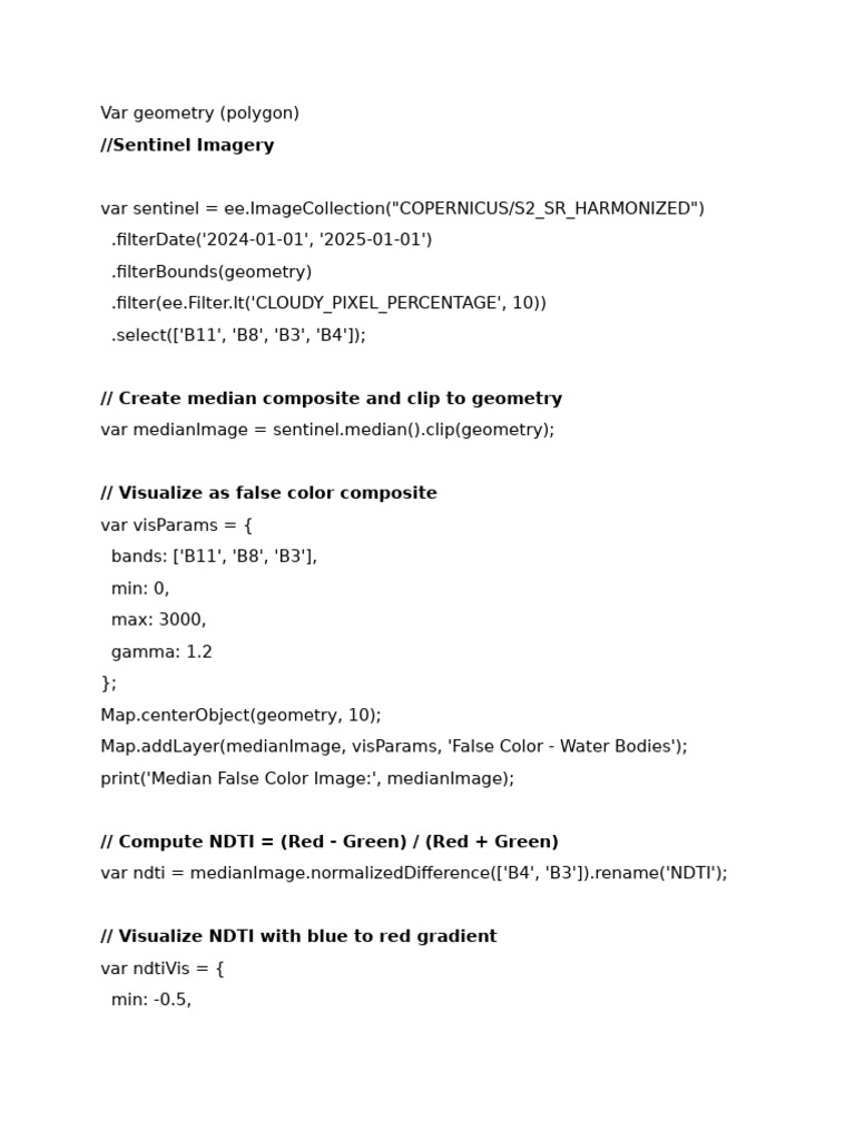Gee Class Codes For Geospatial Assessment of Chashma Barrage | PDF