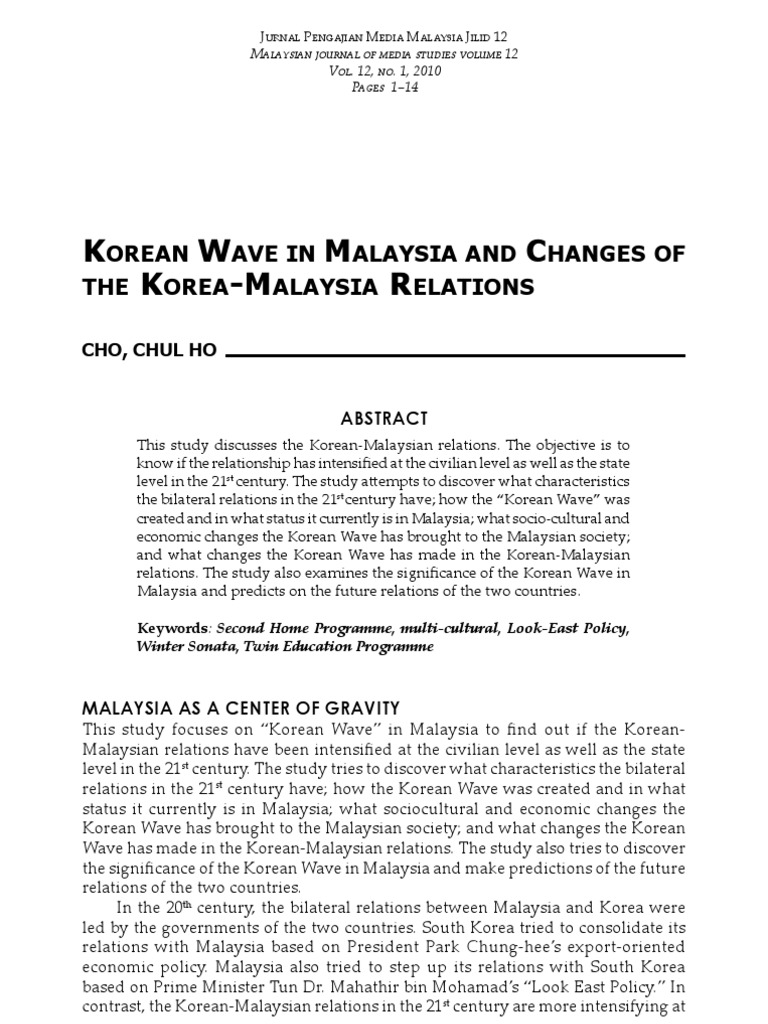 Korean Wave in Malaysia and Changes of The Korea-Malaysia Relationship ...