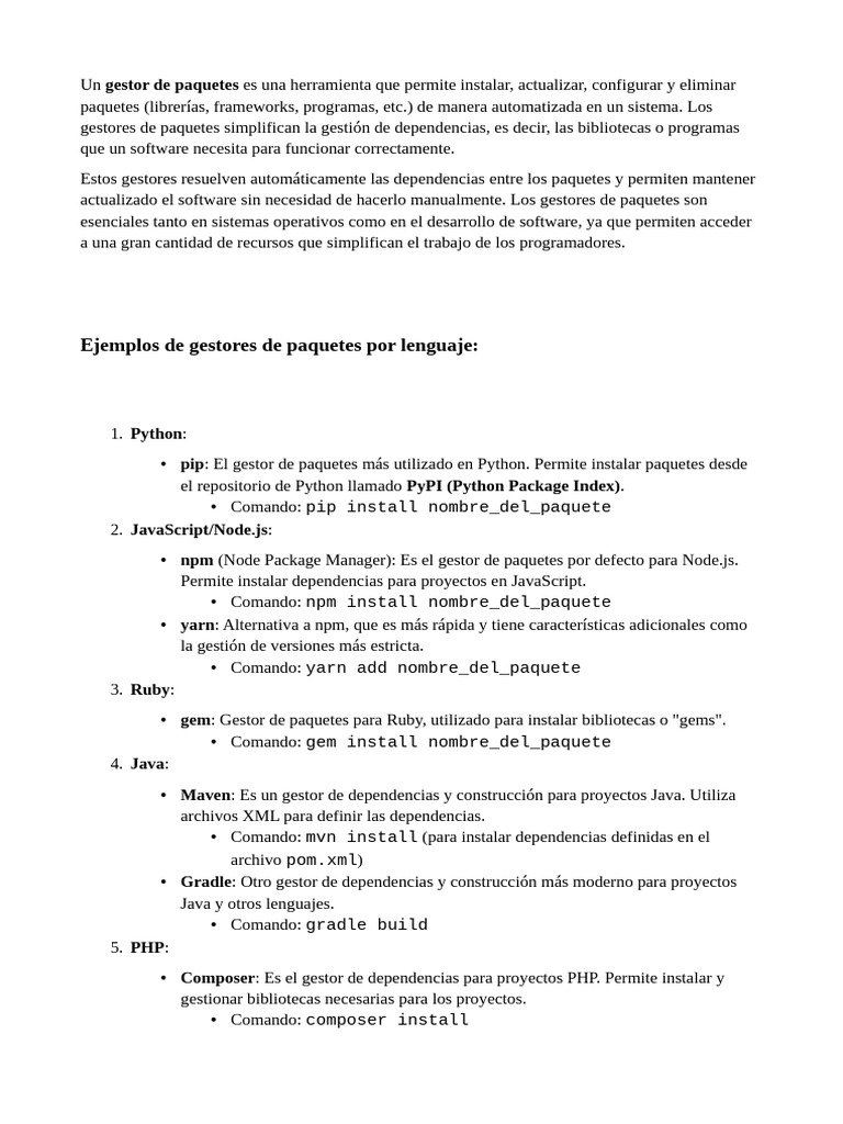 Gestor de Paquetes | PDF | Informática | Desarrollo de software
