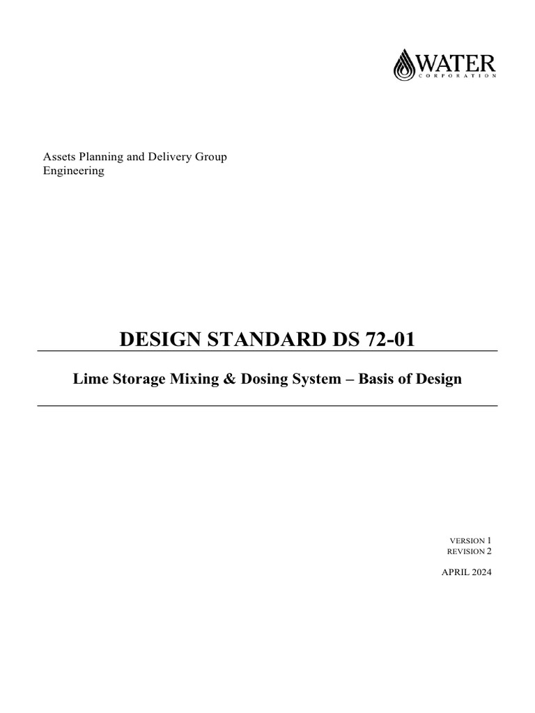 DS72 01 Lime Storage Mixing and Dosing System Basis of Design | PDF ...