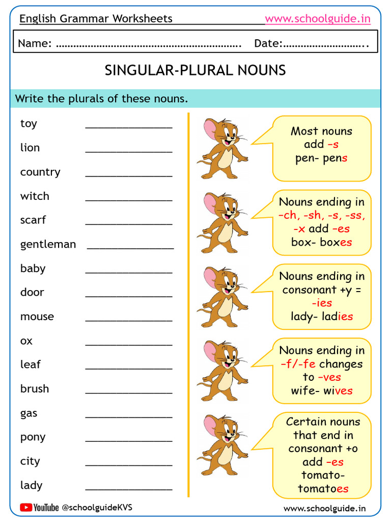 Singular Plural Nouns Worksheet 6 | PDF | Language Families | Syntax