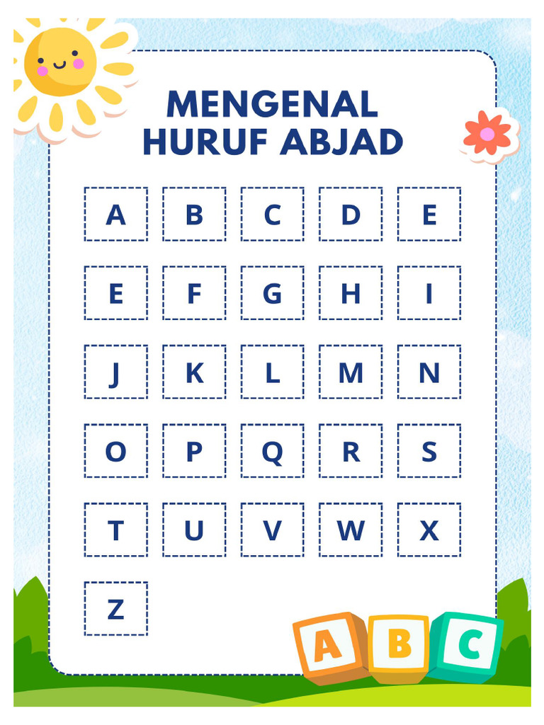 Mengenal Huruf Abjad Poster Biru Ilustrasi | PDF