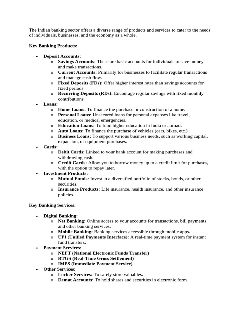 Overview of Banking Products in India | PDF | Banks | Loans