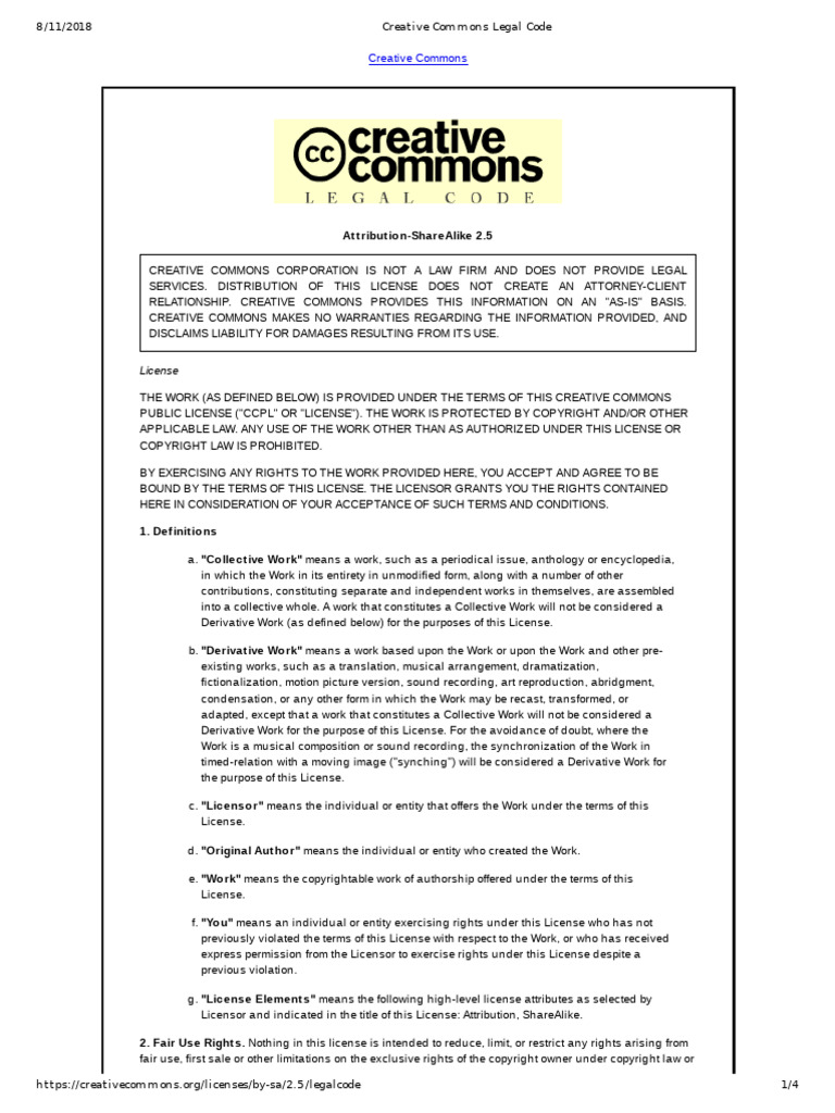 Creative Commons Attribution-ShareAlike 2.5 | PDF | License ...