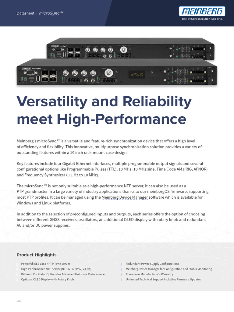 microSync RX: PTP Time Server Datasheet | PDF | Usb | Network Interface ...
