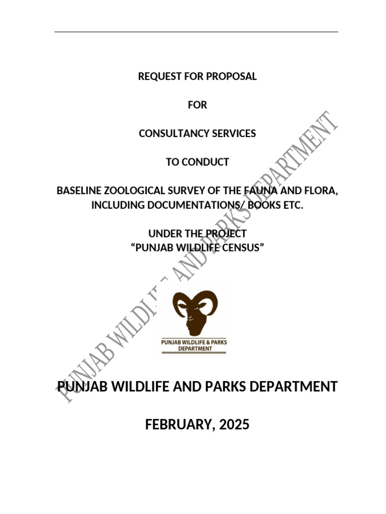 RFP Punjab Wildlife Census 11.02.2025 (Amended by DG Sir) | PDF ...