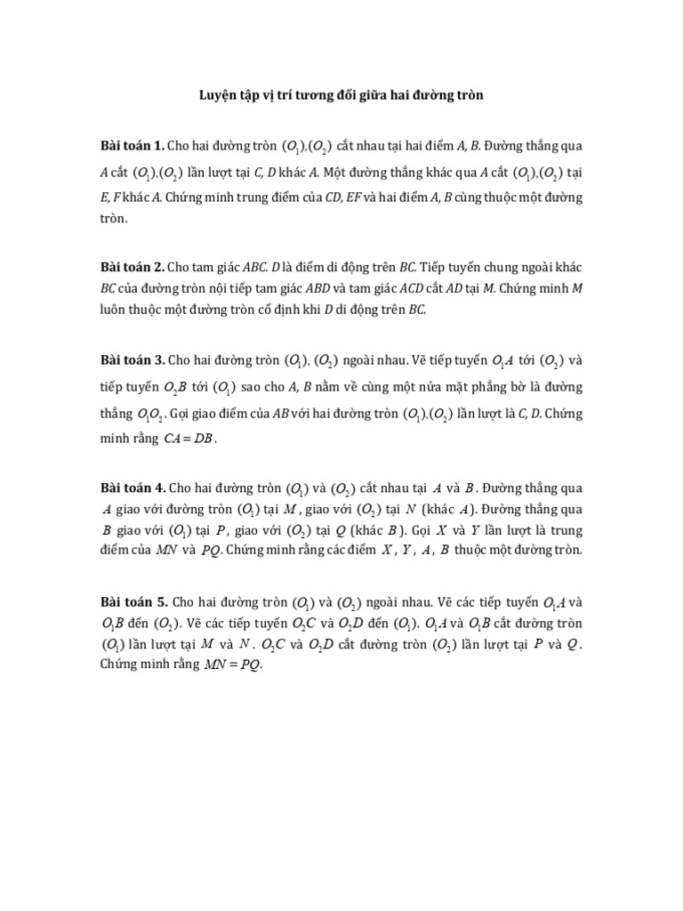 7.1. Luyen Tap Vi Tri Tuong Doi Giua Hai Duong Tron - 2024 | PDF
