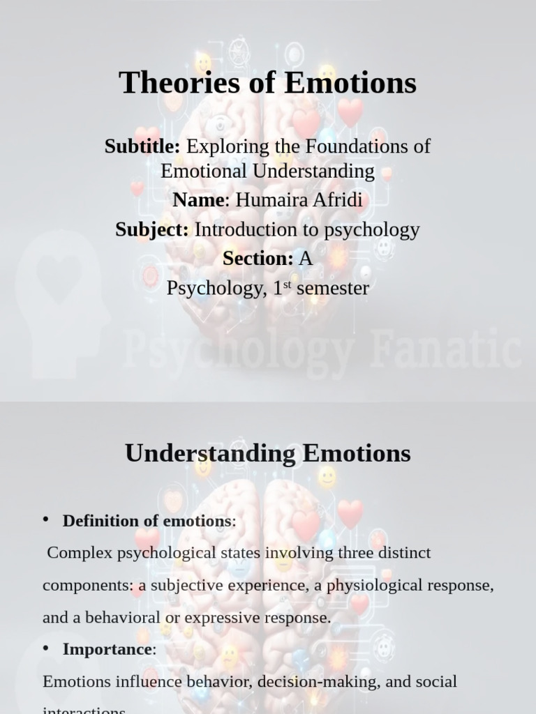Theories of Emotions Explained | PDF | Emotions | Fear