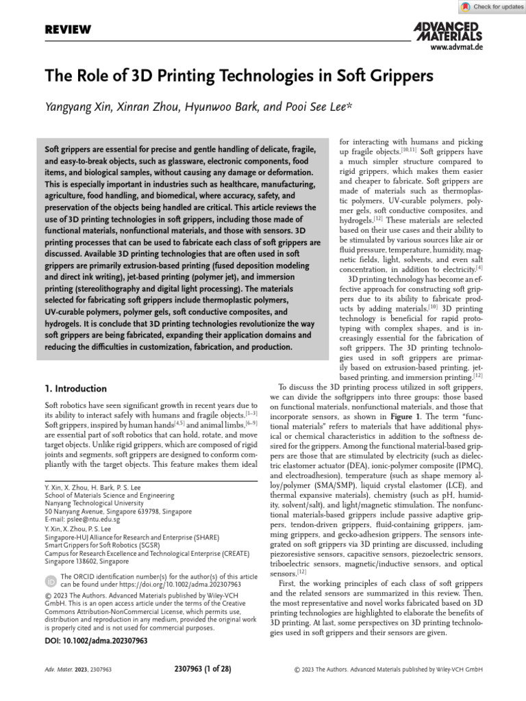 Advanced Materials - 2023 - Xin - The Role of 3D Printing Technologies ...