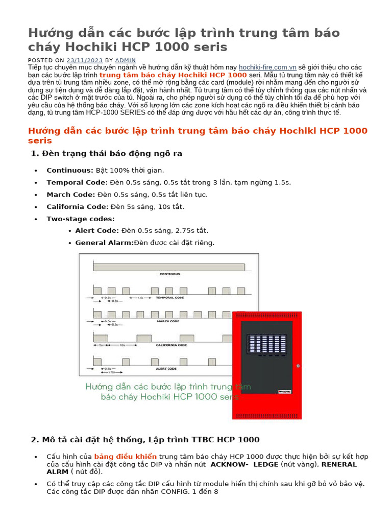 Lập Trình Tủ Trung Tâm Báo Cháy Hochiki | PDF