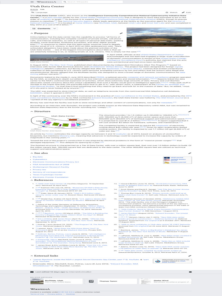 NSA Utah Data Center Overview | PDF | National Security | Privacy