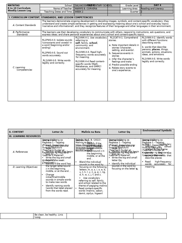 Grade 1 Reading Curriculum Overview | PDF | Learning | Human Communication