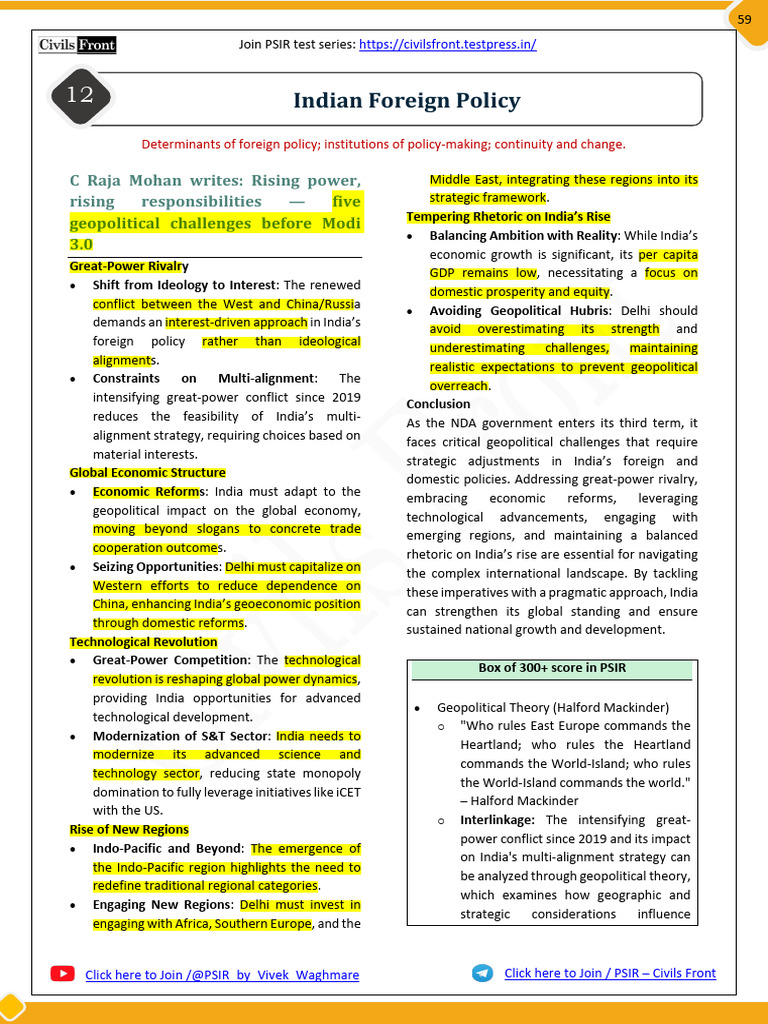 Complete IR Current Affairs Important Things Highlighted For Mains ...