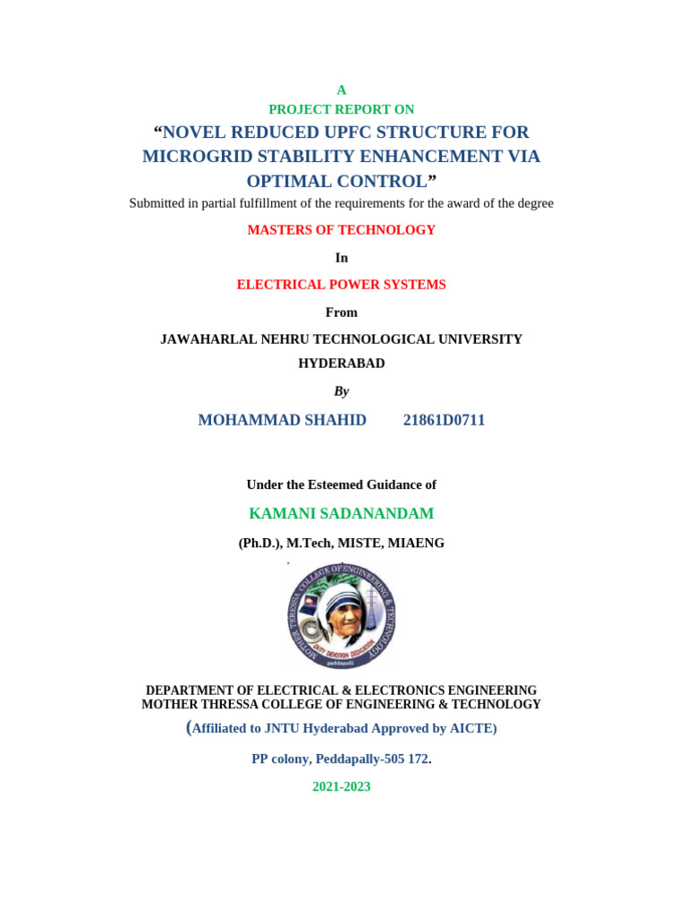 Novel Reduced Upfc Structure For Microgrid Stability Enhancement Via ...