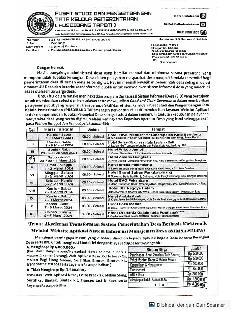 Undangan Bimtek | PDF