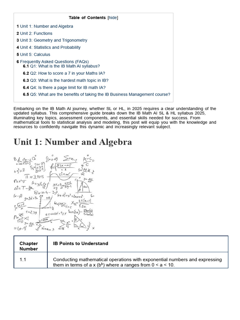 Comprehensive IB Maths AI SL & HL Syllabus 2025 - TYCHR | PDF | Matrix (Mathematics ...