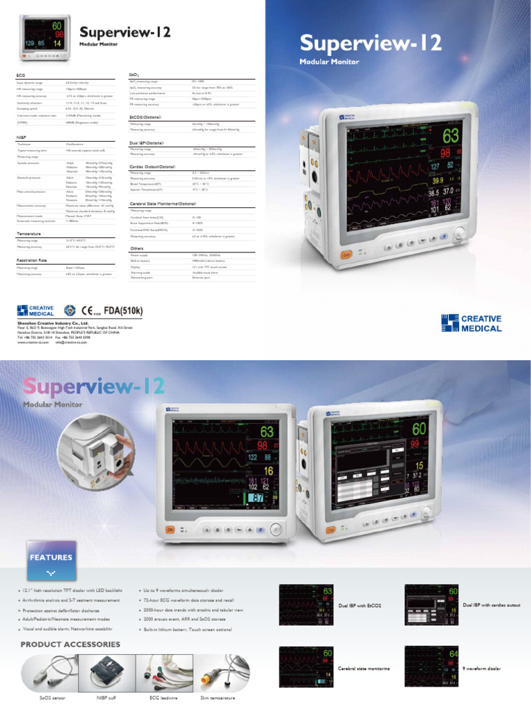 Superview-12 Monitor For Hcu Units Hospital | PDF | Electrical Engineering