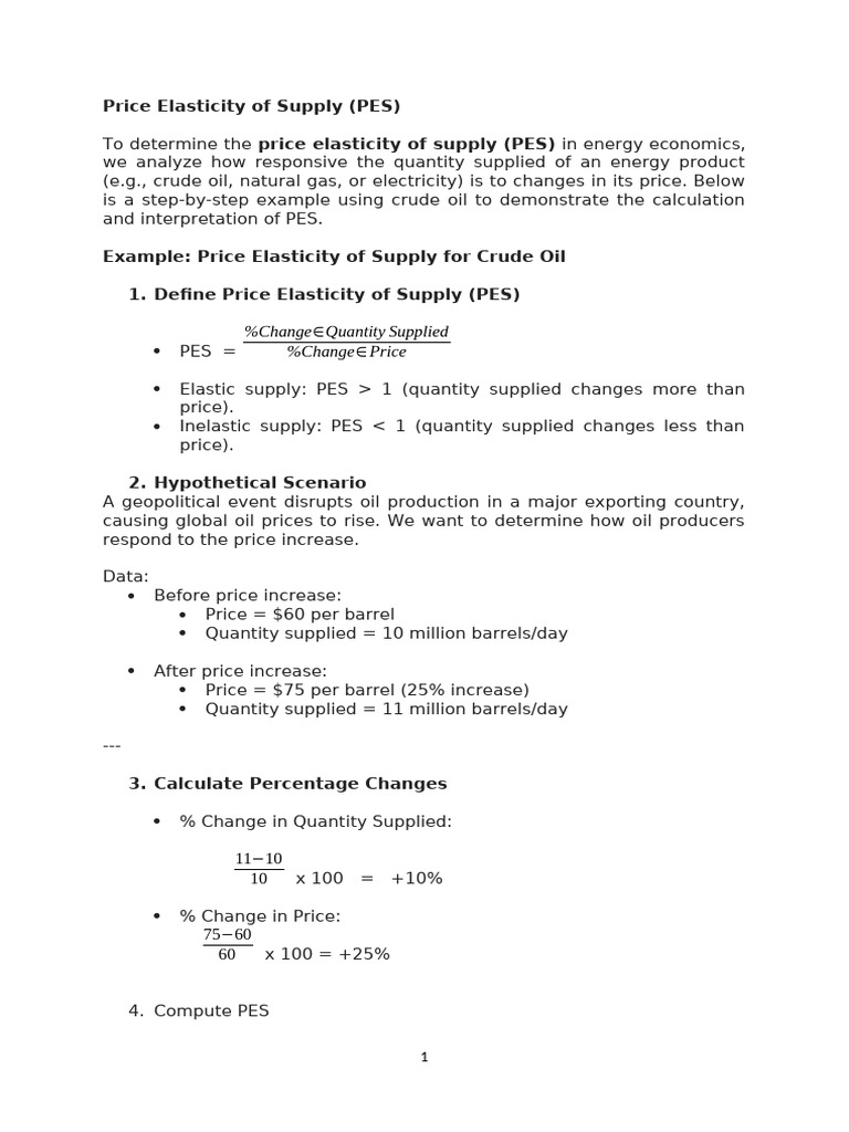 Price Elasticity of Supply | PDF | Supply (Economics) | Price ...