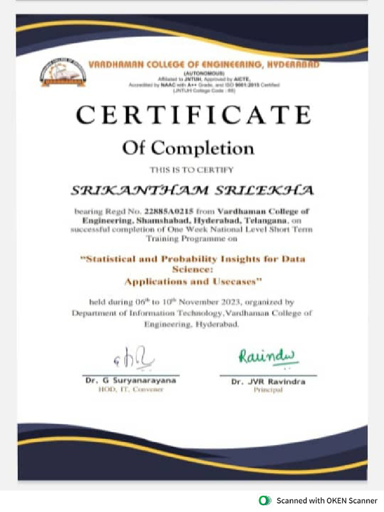 Probability and Statistics Certificate | PDF