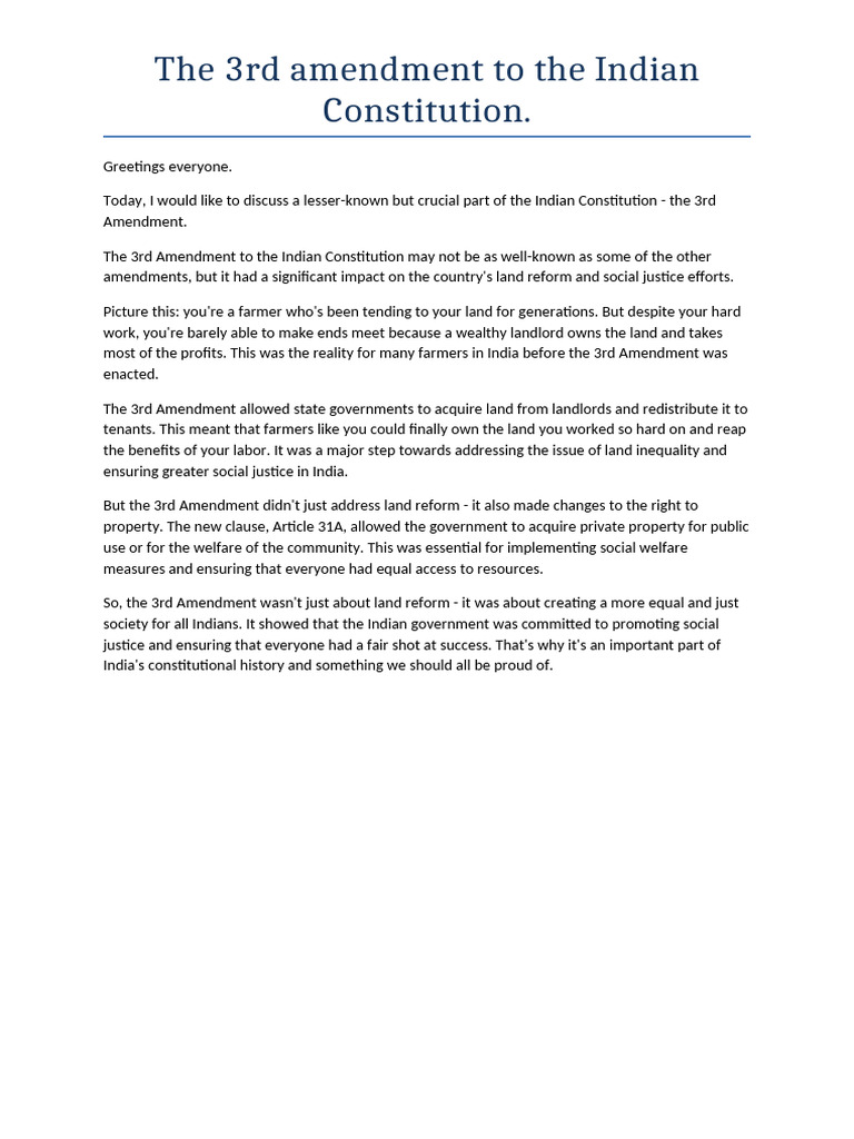 Speech On 3rd Amendment | PDF