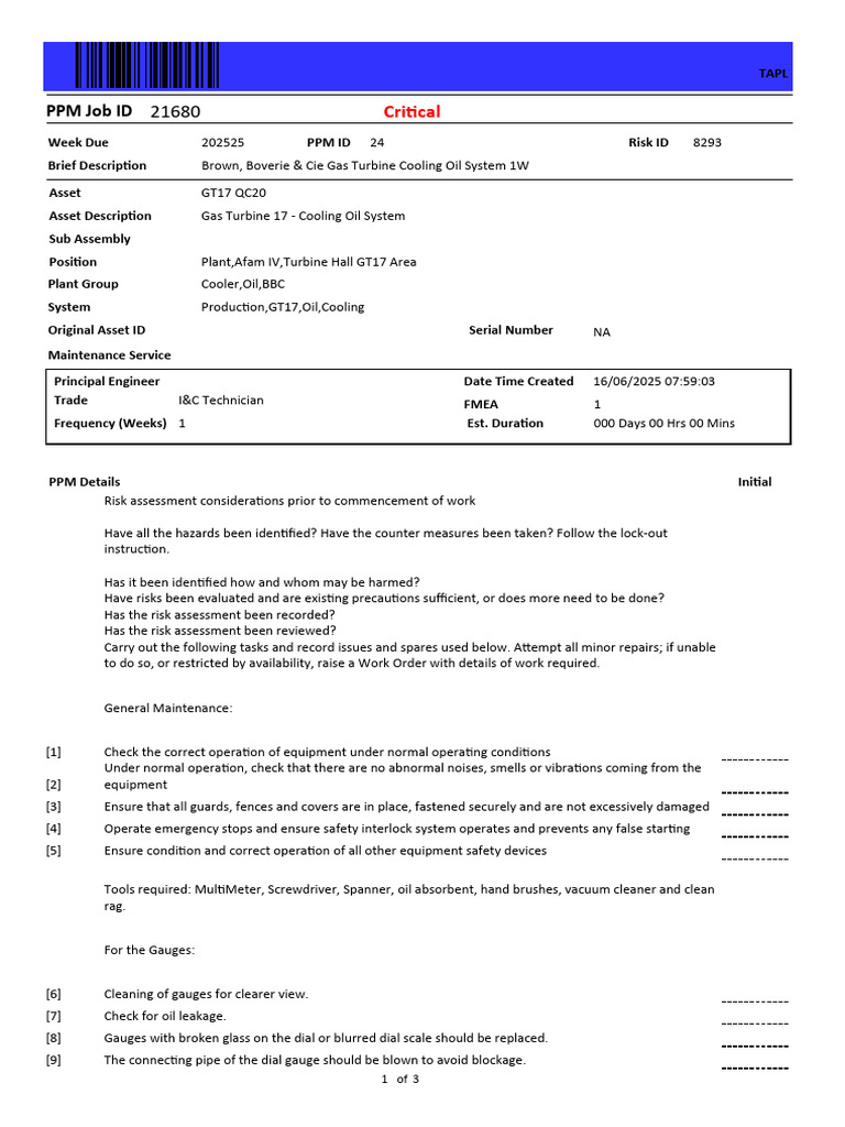 Work Order Print Out 232 | PDF | Personal Protective Equipment | Risk