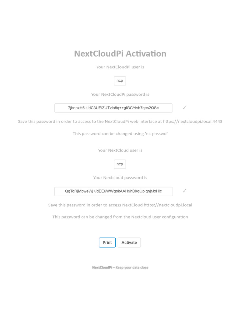 NextCloudPi Activation | PDF