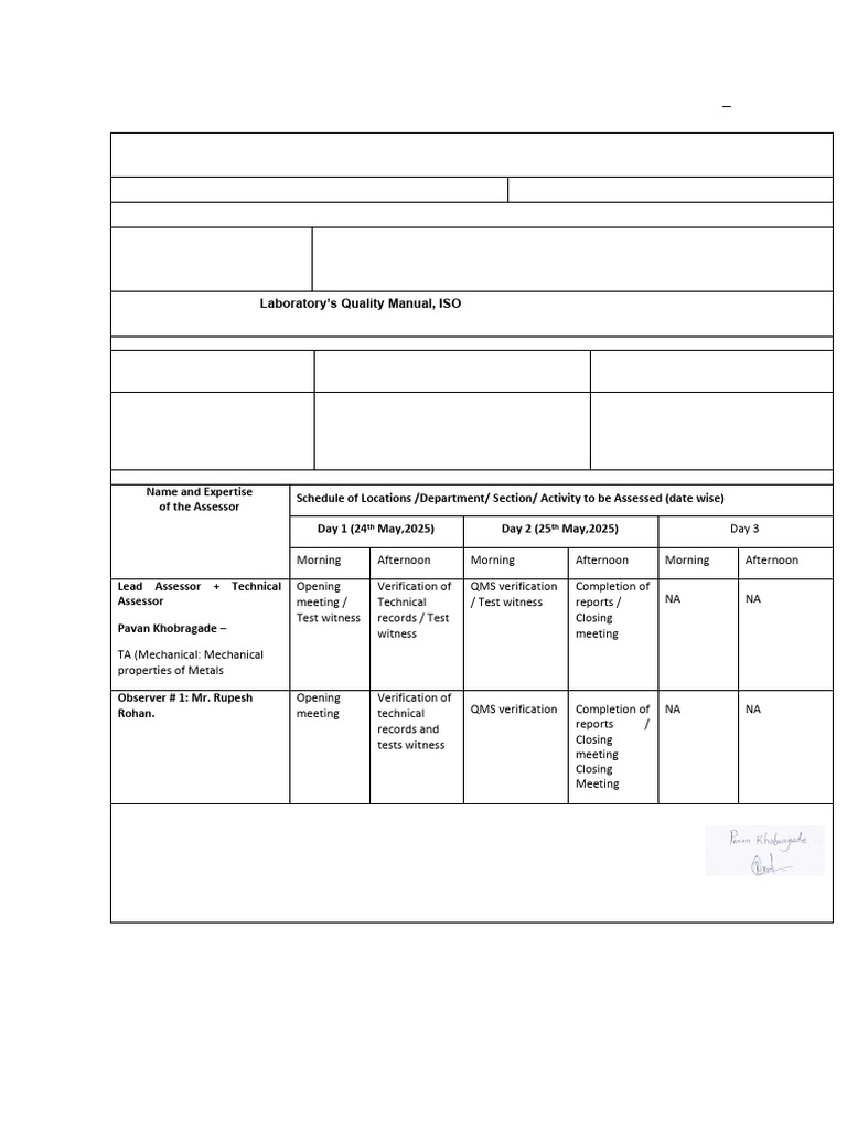 NAF Assessment Schedule for KRISHDHAN Lab | PDF | Quality Management