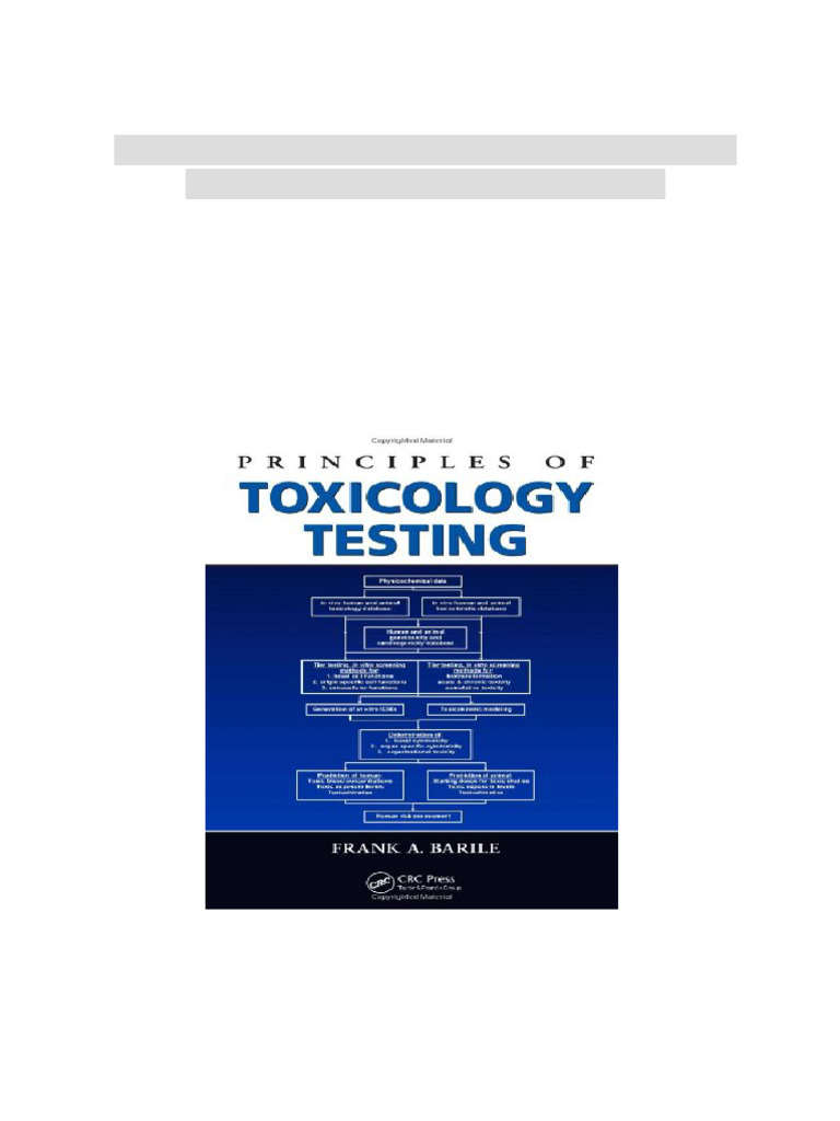 Principles of Toxicology Testing 1st Edition A. Barile Frank Download ...