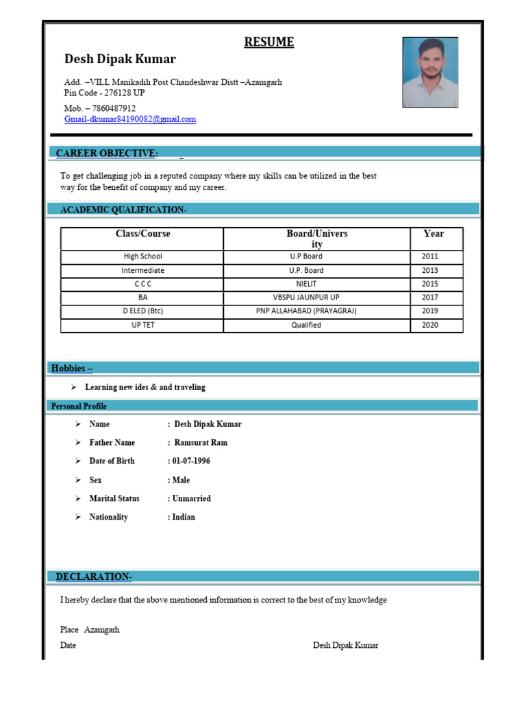 Desh Dipak Kumar Resume | PDF